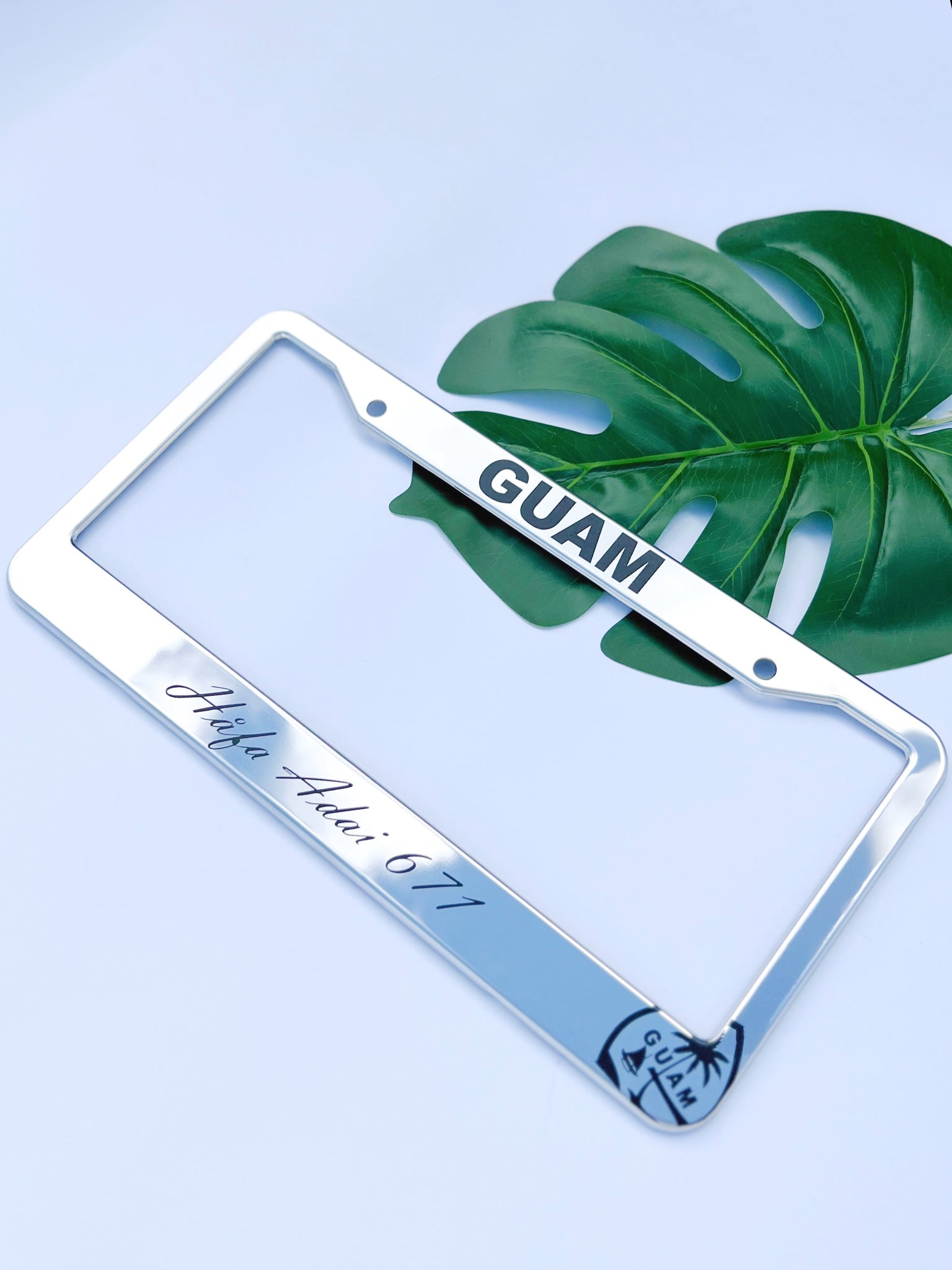 Silver License Plate Frame – Memories of Guam